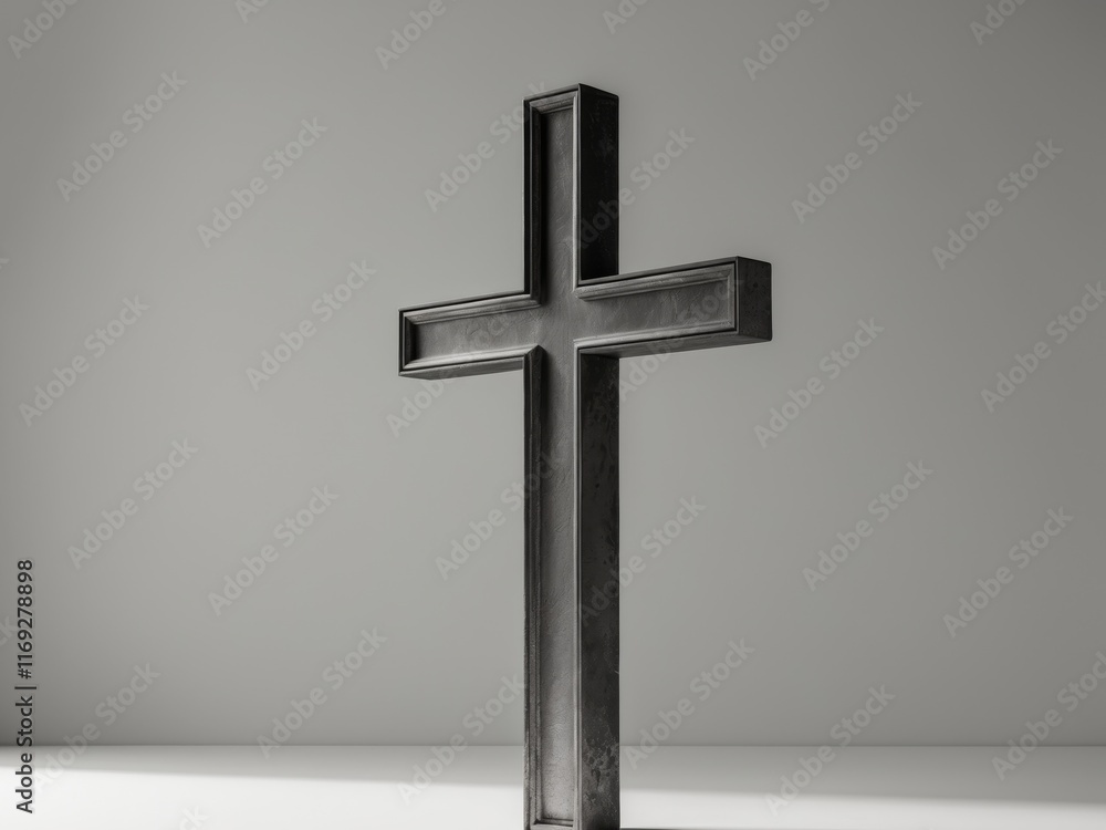 Christian cross with texture and beveling Stock Photo | Adobe Stock