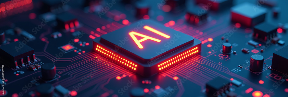 glowing ai artificial intelligence technology integrated modern chipset ...