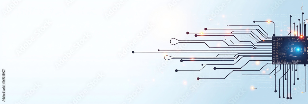 pure white background simple circuit design various technology ...