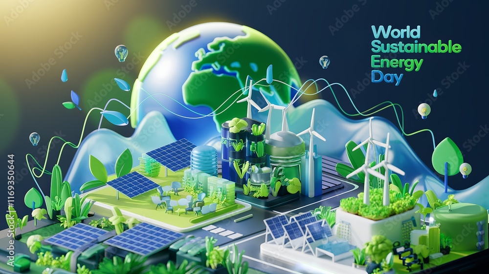 World Sustainable Energy Day, A vibrant design promoting renewable ...