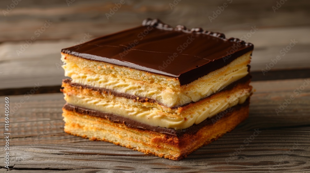 Indulgent boston cream pie layers of sponge cake, pastry cream, and ...
