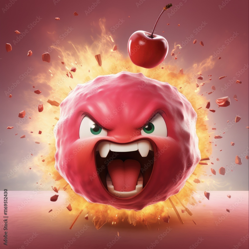 Cherry Bomb Emoticon Icon: Spark a Smiley Explosion with Fiery Fuse ...