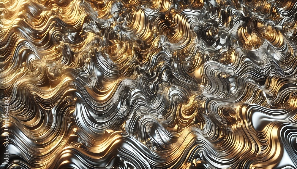 Ilustración de Stock Rippling molten metal textures with reflective ...