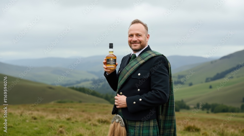 Scottish Man in Traditional Kilt and Sporran Stock Photo | Adobe Stock