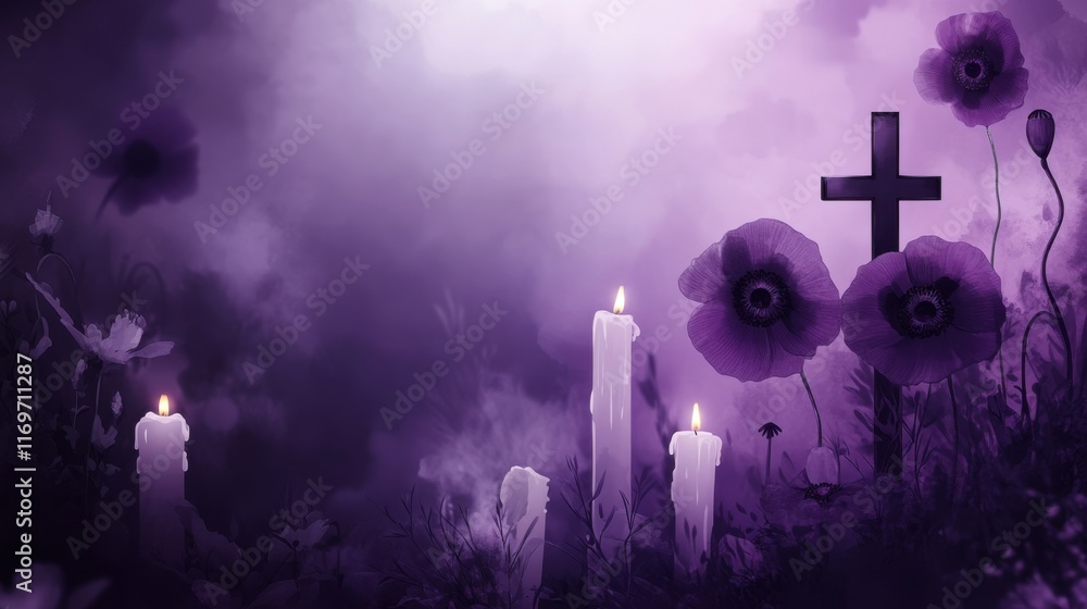 Remembrance Day abstract background. Featuring somber purples, blacks ...