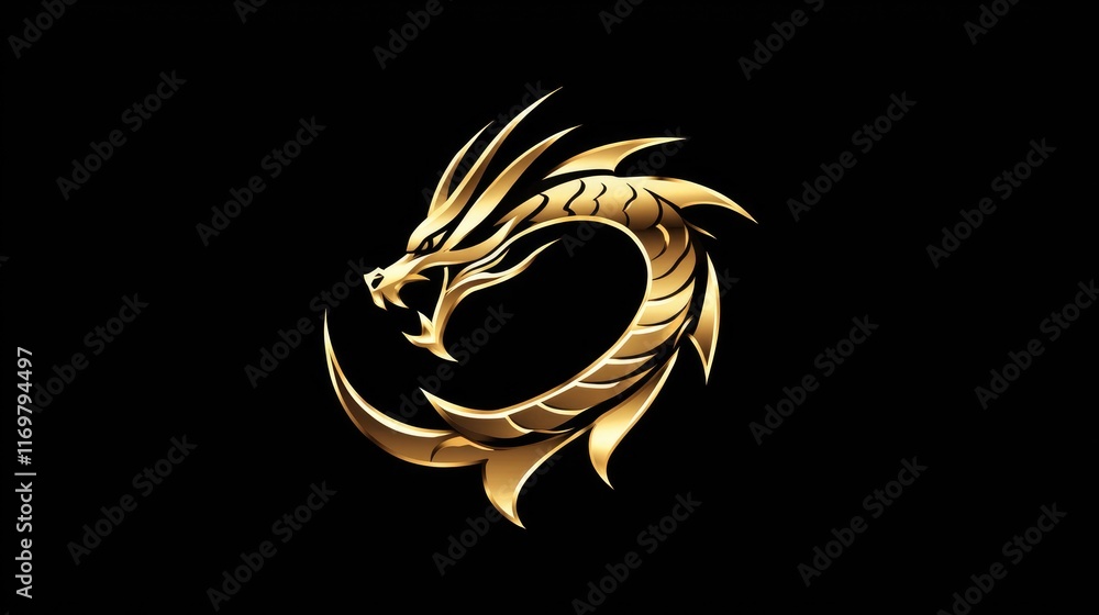 Dragon design: Creative commercial dragon logo displayed on a black ...