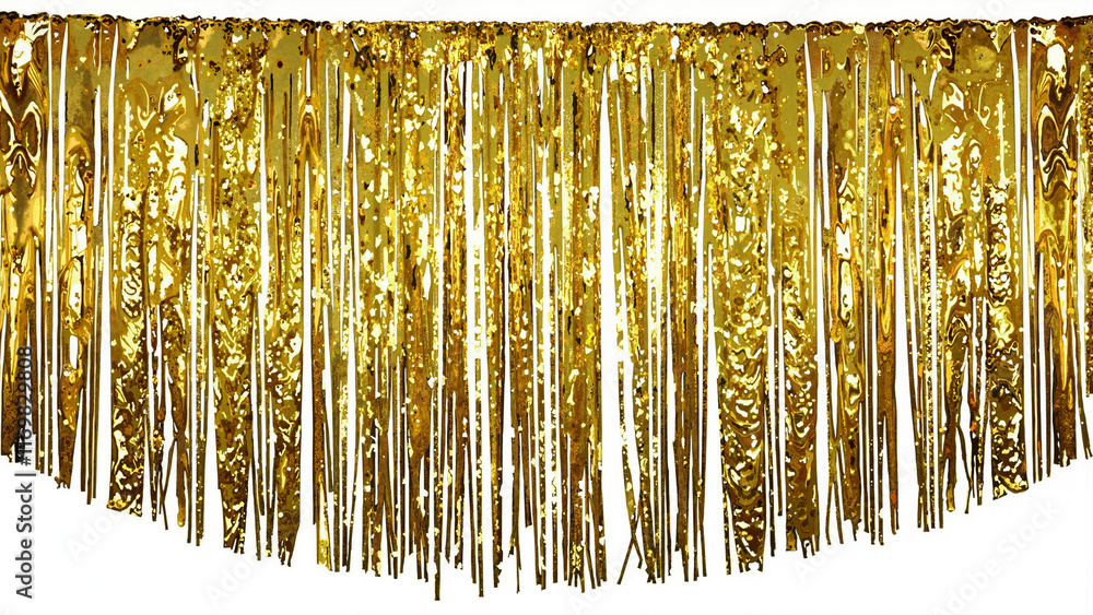 Shimmering Golden Foil Tinsel Curtain: Glamorous Backdrop for Festive ...
