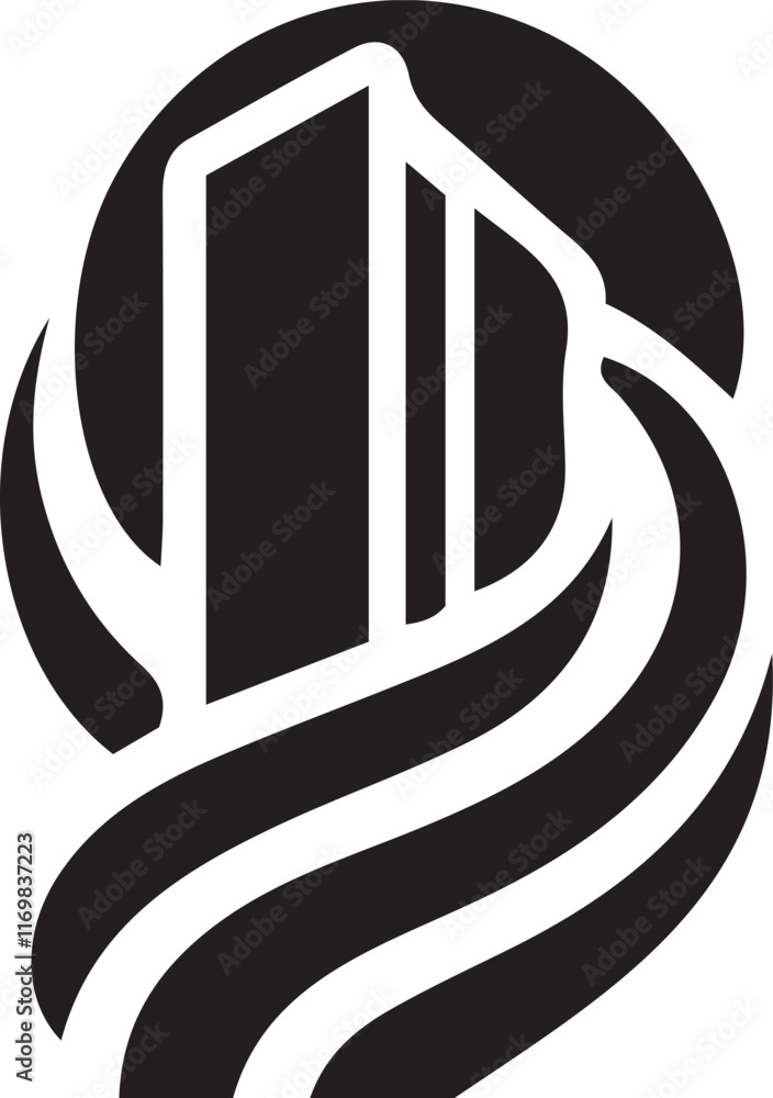 Modern abstract big urban high rise building anagram symbol logo icon ...
