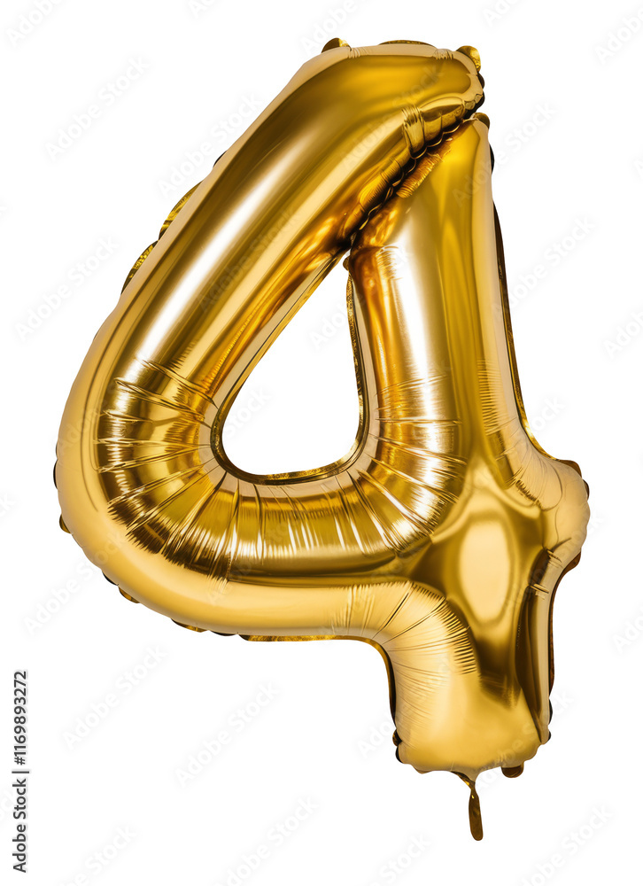 High-Quality PNG gold number four balloon on transparent background ...
