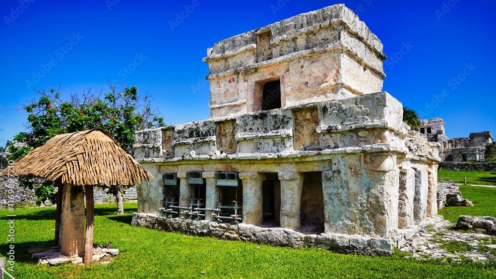 Temple of the Frescoes, with reliefs of the descending god, and murals ...