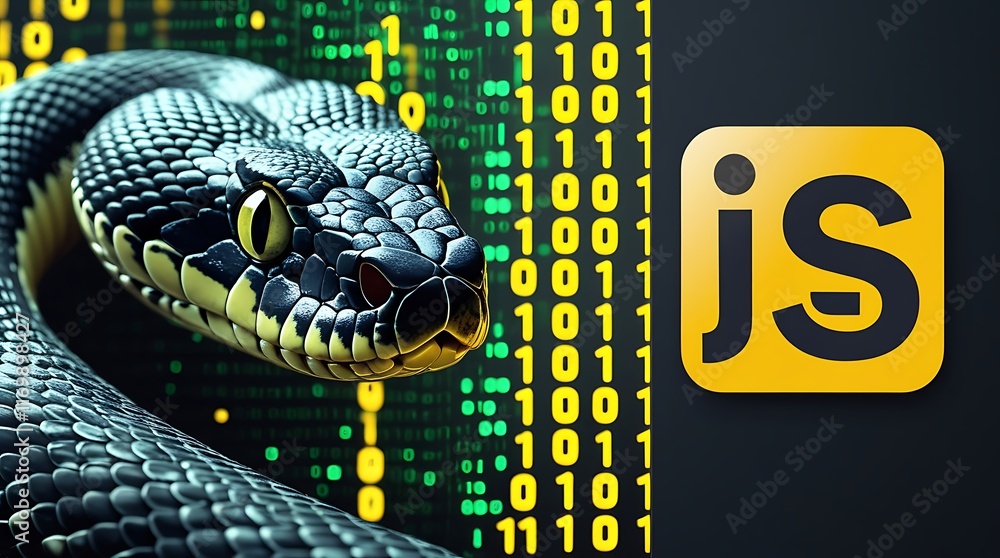 Python vs JavaScript coding comparison featuring a sleek python snake ... Python vs JavaScript coding comparison featuring a sleek python snake ...