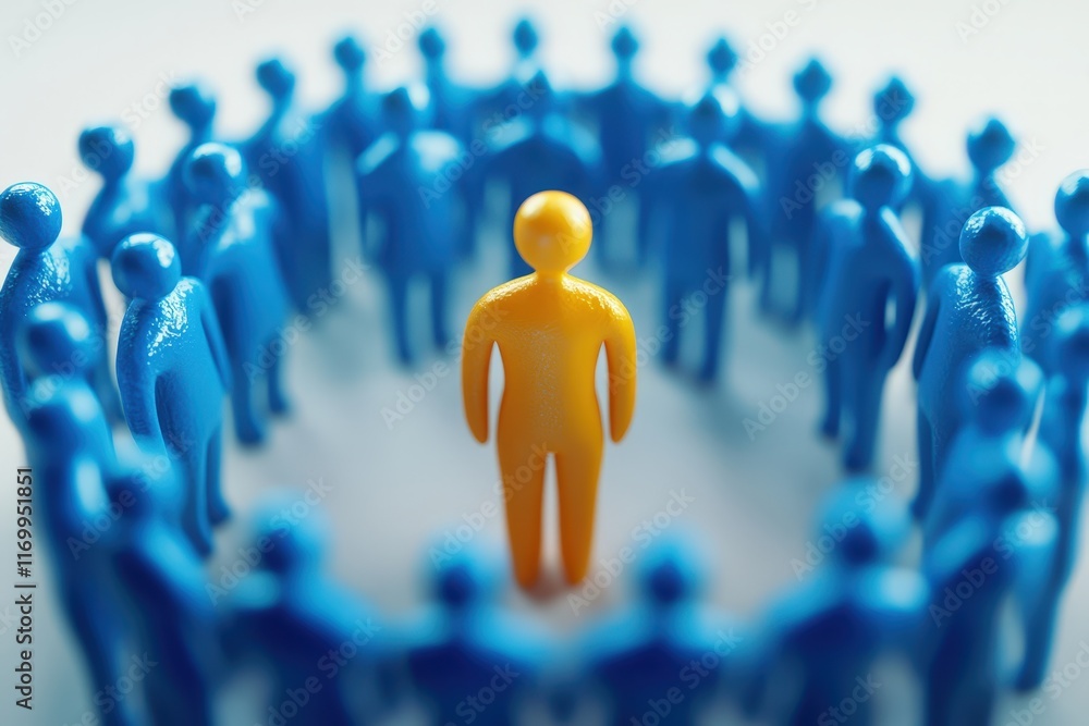 Leader Among Peers: A golden figure stands confidently at the center of ...