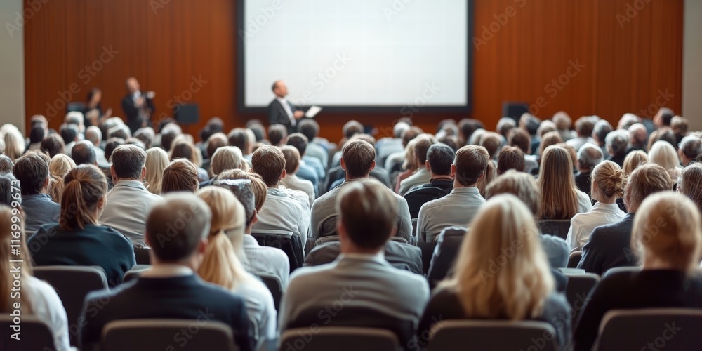 Large Group of People Attending Presentation in Auditorium with ...