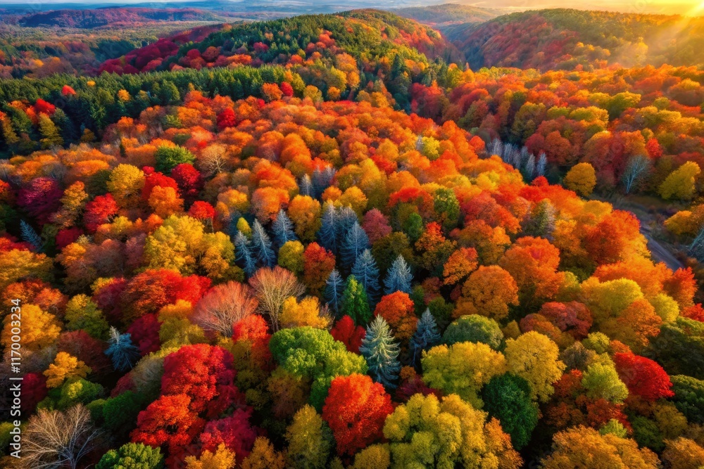 Canadian and Vermont fall foliage explodes in vibrant color; aerial ...
