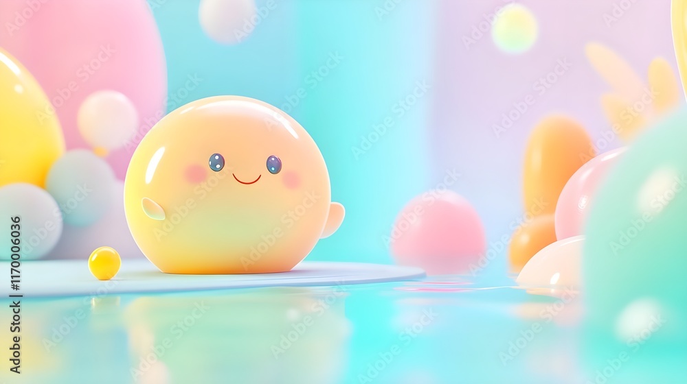 cute happy 3d cartoon character - pastel color palettes Stock ...