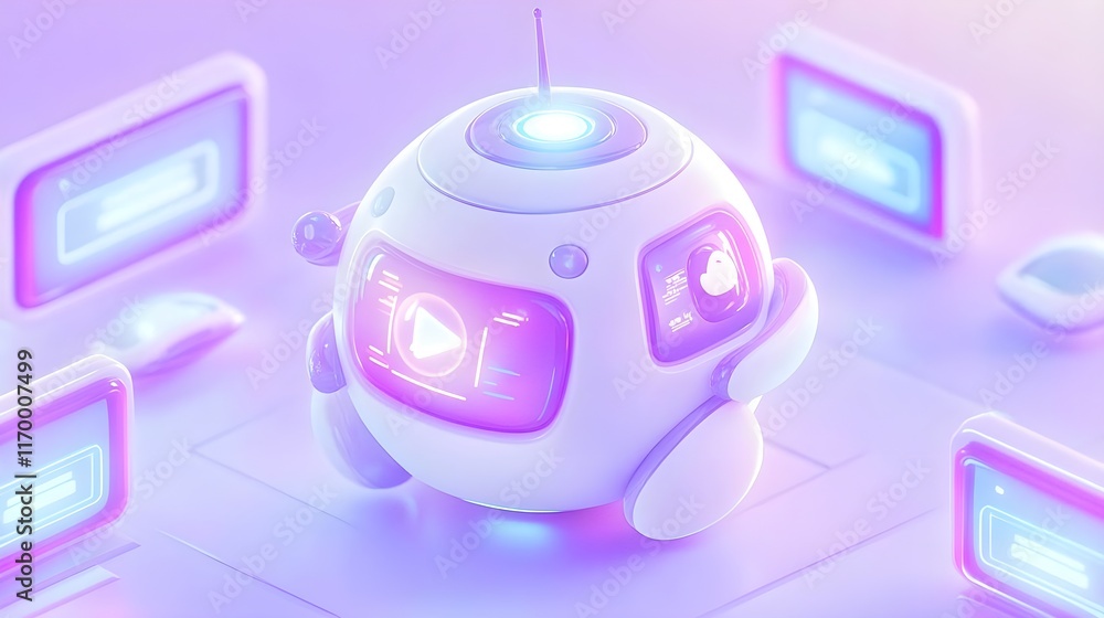 cute robot streaming media network data - pastel color palettes Stock ...