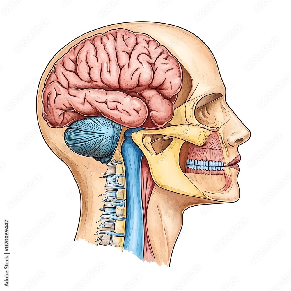Ilustración de Stock Side view anatomical illustration of the human ...