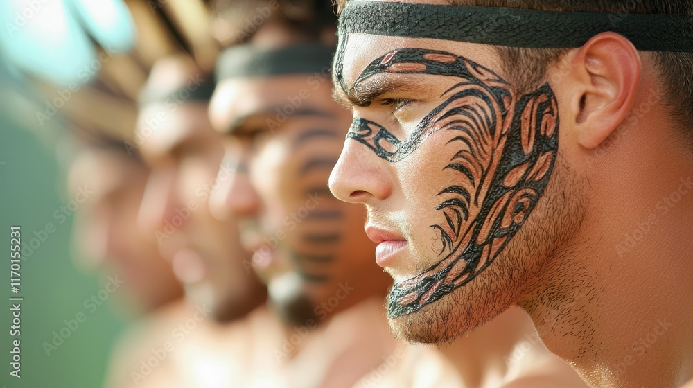 Maori men performing a Hongi, touching noses and foreheads as a ...