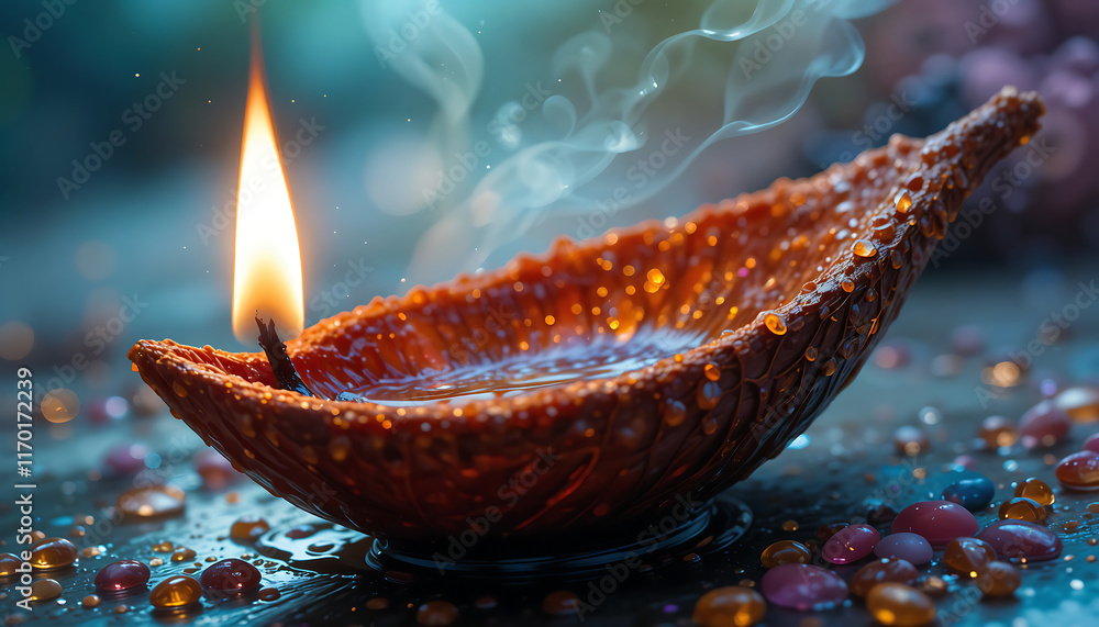 Karthigai Deepam, Illuminated Clay Diya Oil Lamp Diwali Festival Light ...