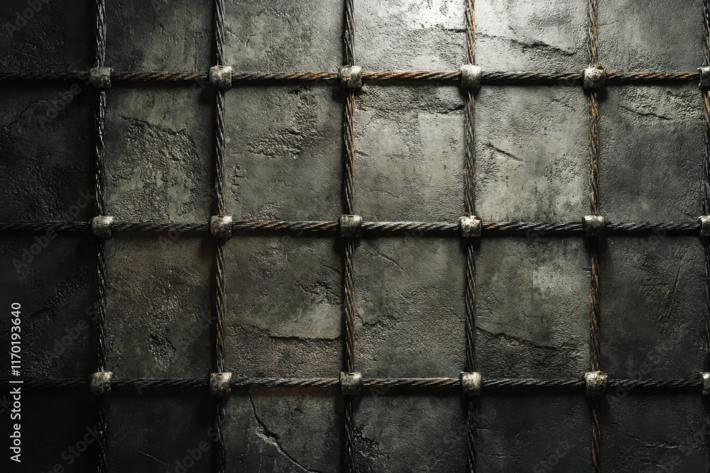 Steel rebar in a grid pattern for a concrete slab, detailed texture and ...