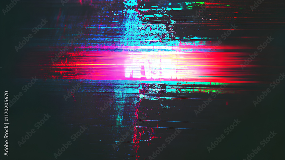 TV screen texture with glitch text PAUSE. HDTV no signal problems. Bad ...