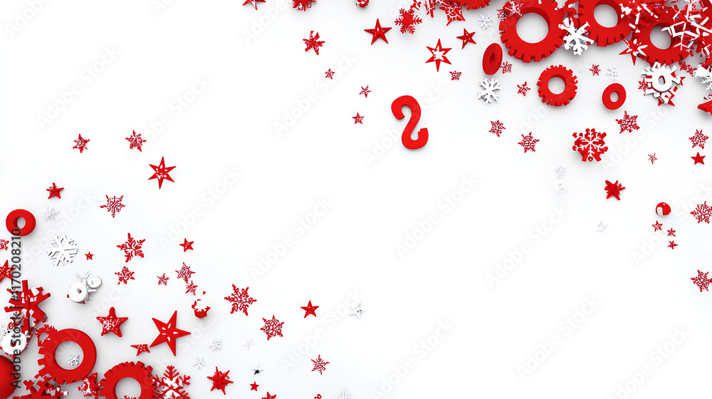 Vibrant footer with floating percentage symbols and snow stars, on ...
