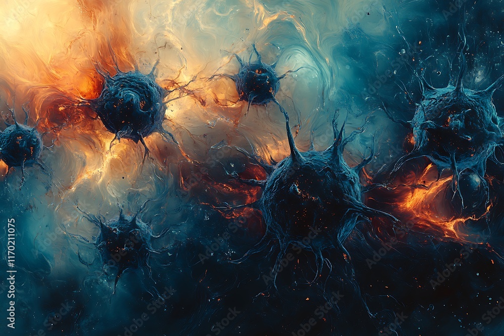 Varicella zoster or chickenpox virus, 3D illustration. A herpes virus ...