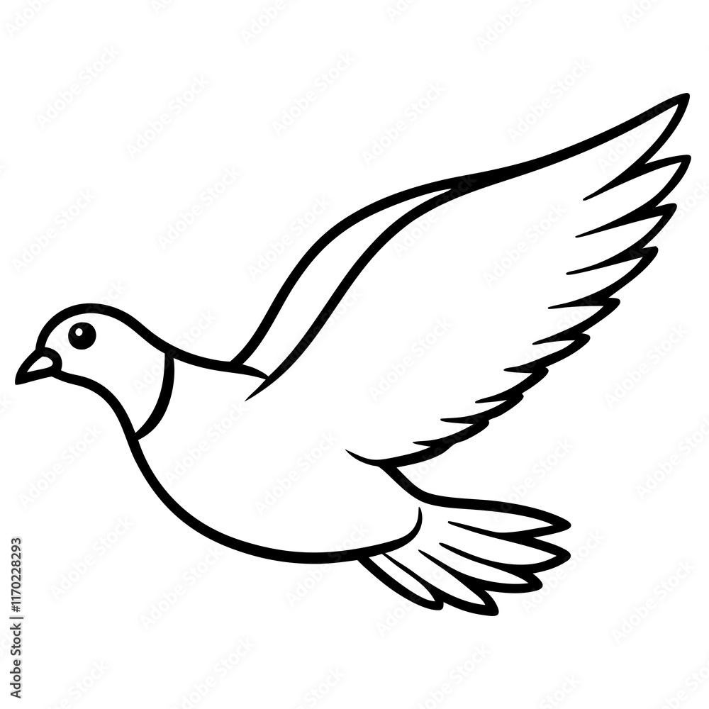 Cute Silhouette of a Pigeon line art vector cartoon illustration Stock ...