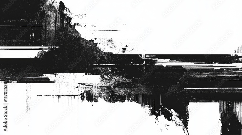 Monochrome distorted black and white glitch overlay effect, perfect for ...