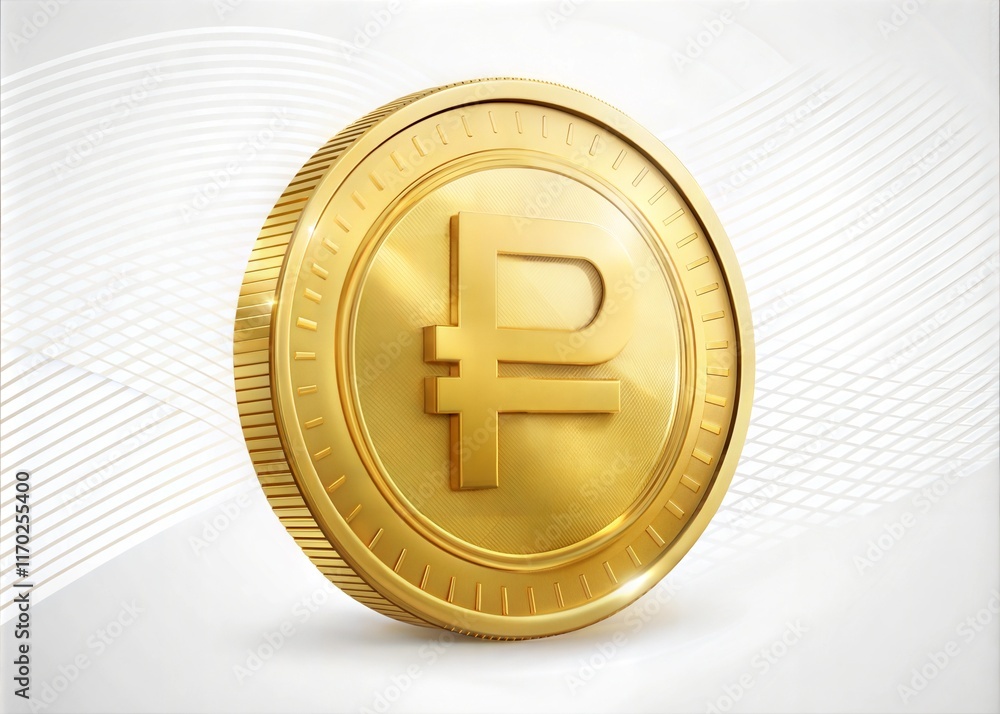 3D Gold Coin with Philippines Peso (PHP) Symbol - Currency, Financial ...