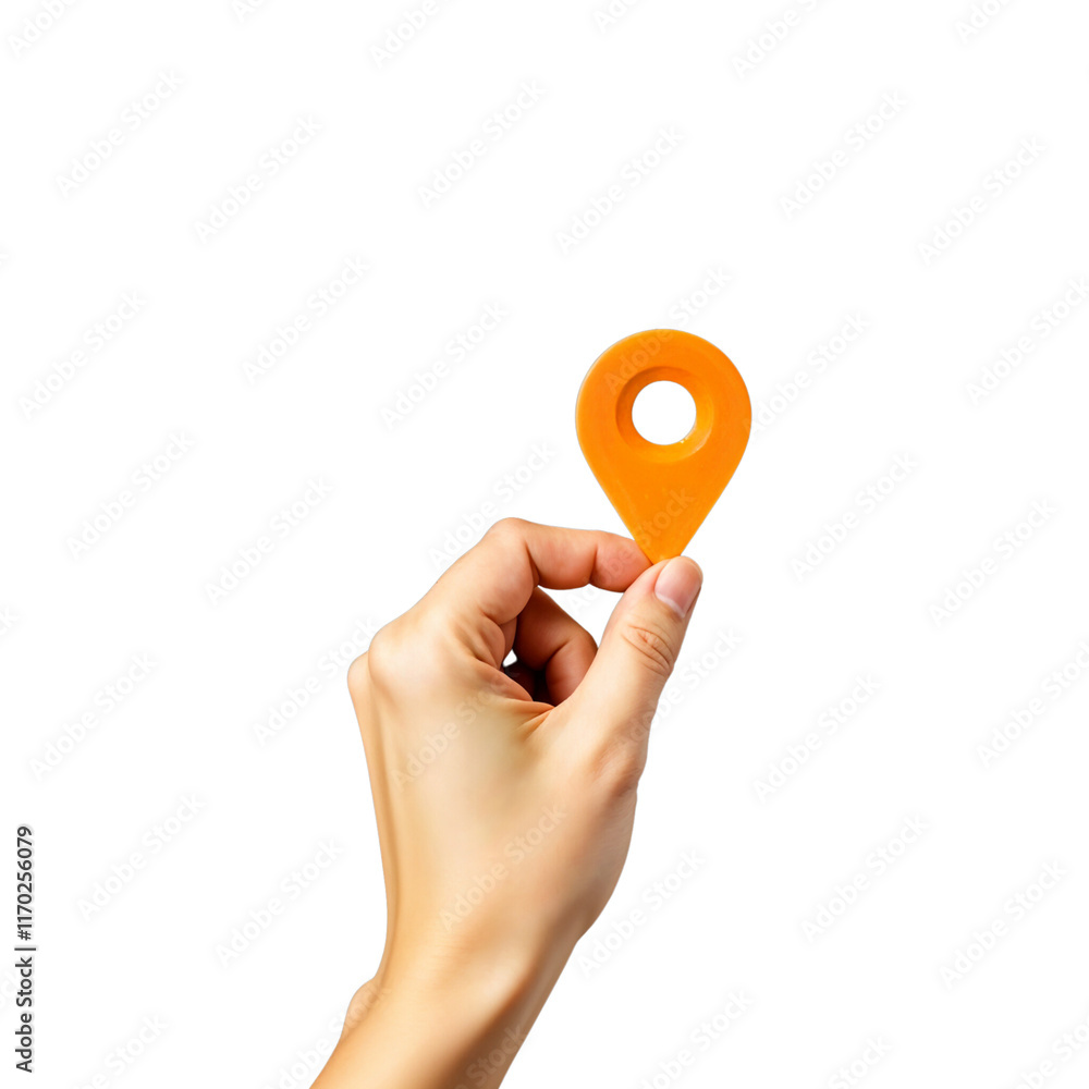 Hand Holding Orange Location Pin Symbolizing Modern Navigation and ...