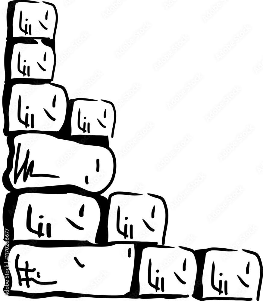 Stone corner border drawing Stock Vector | Adobe Stock