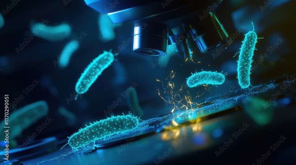 Exploring microbial activity under microscope laboratory scientific ...