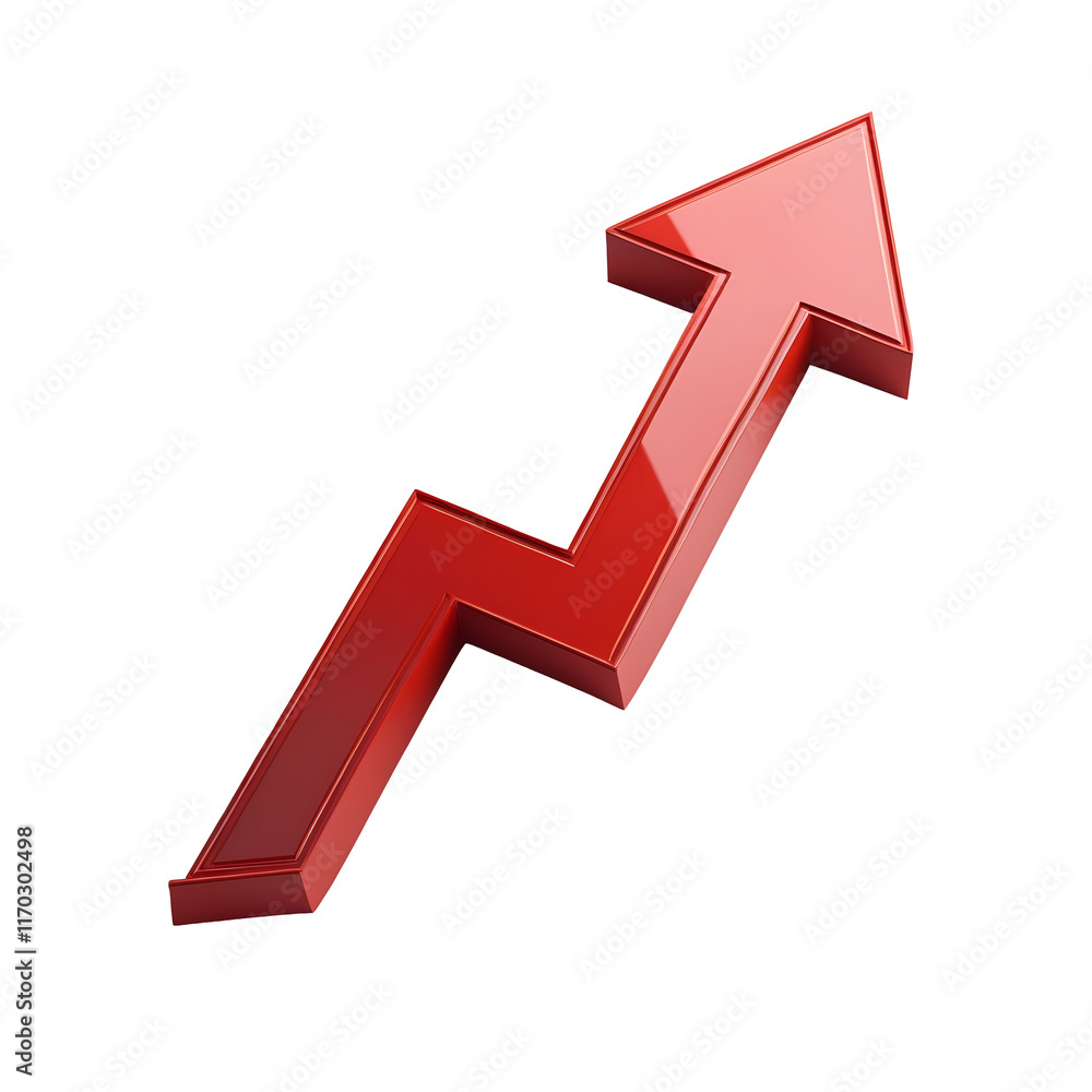 Red upward arrow graph showing rising trend on transparent background ...
