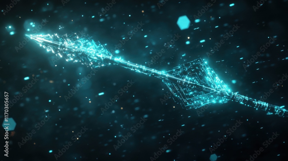 Ilustración de Stock Cinematic Hyper-Realistic Glowing Arrow: Teal and ...