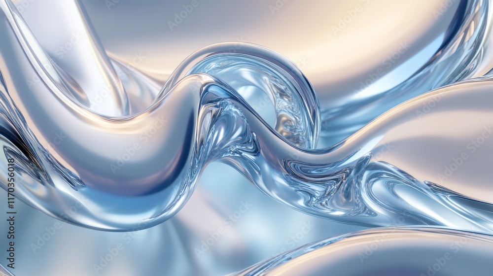 Abstract liquid silver background with shiny waves and metallic fluid texture for design ...