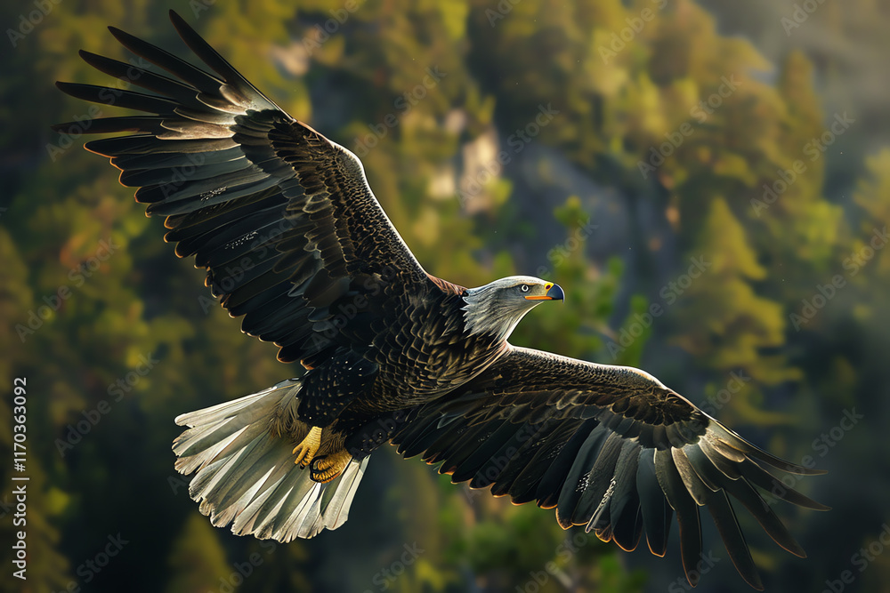 Capture the elegance of a majestic eagle in flight using photorealistic ...