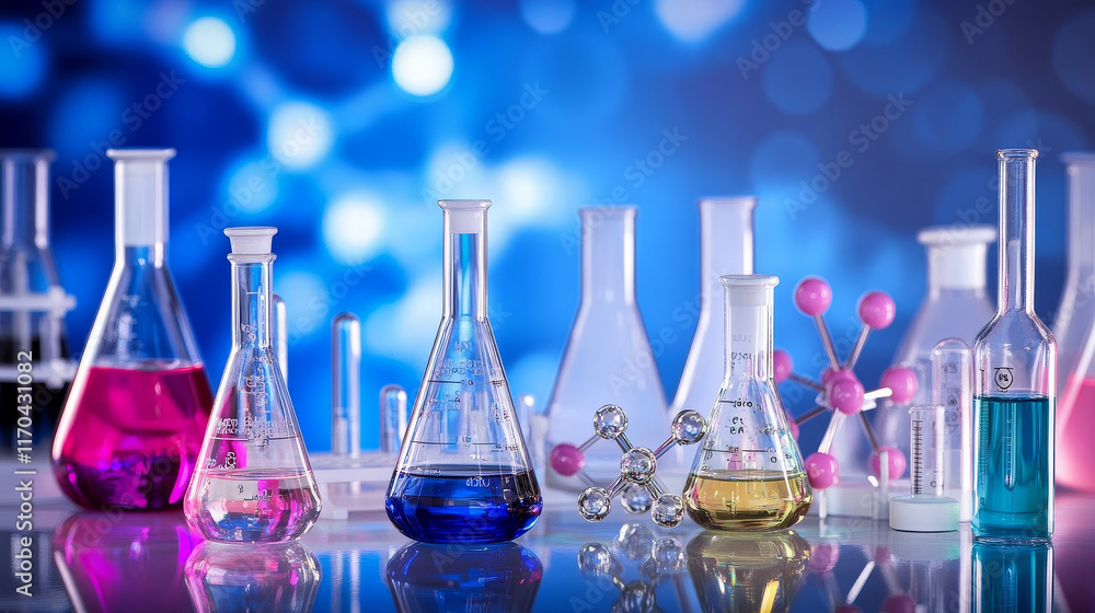 Science, education and laboratory object sketches with books, lab ...