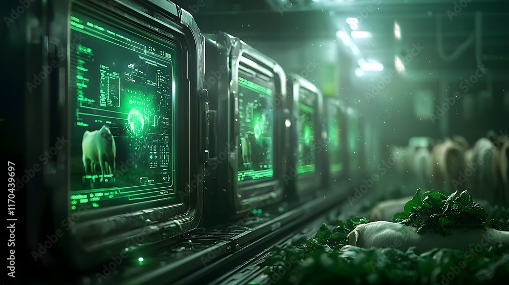 Quantum Enhanced Management in a Futuristic Smart Farm with Glowing ...