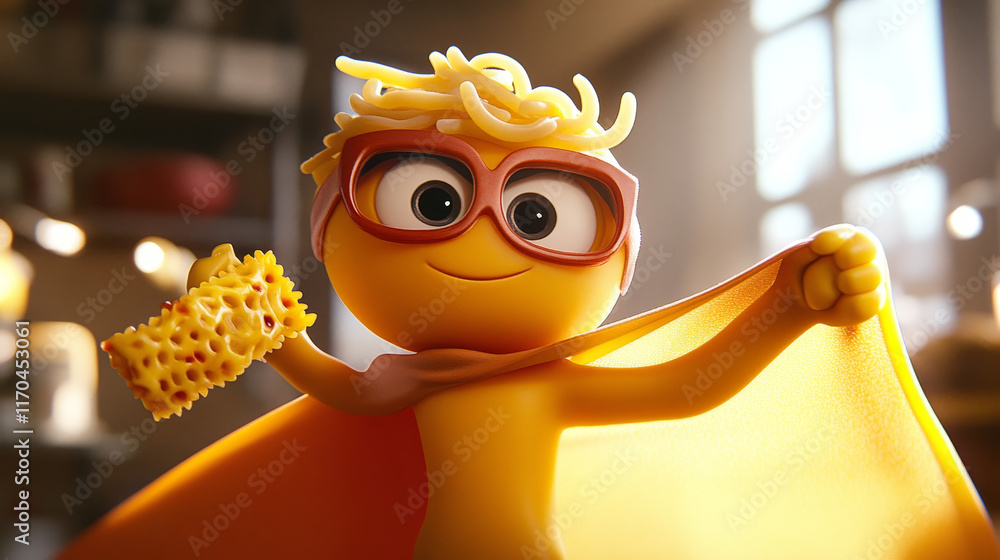 Cartoon zitoni italian pasta superhero character. Isolated vector ...