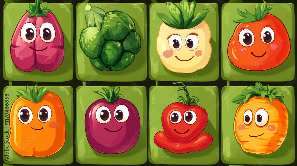 Sudoku game cartoon vegetables on yoga fitness. Vector worksheet riddle ...