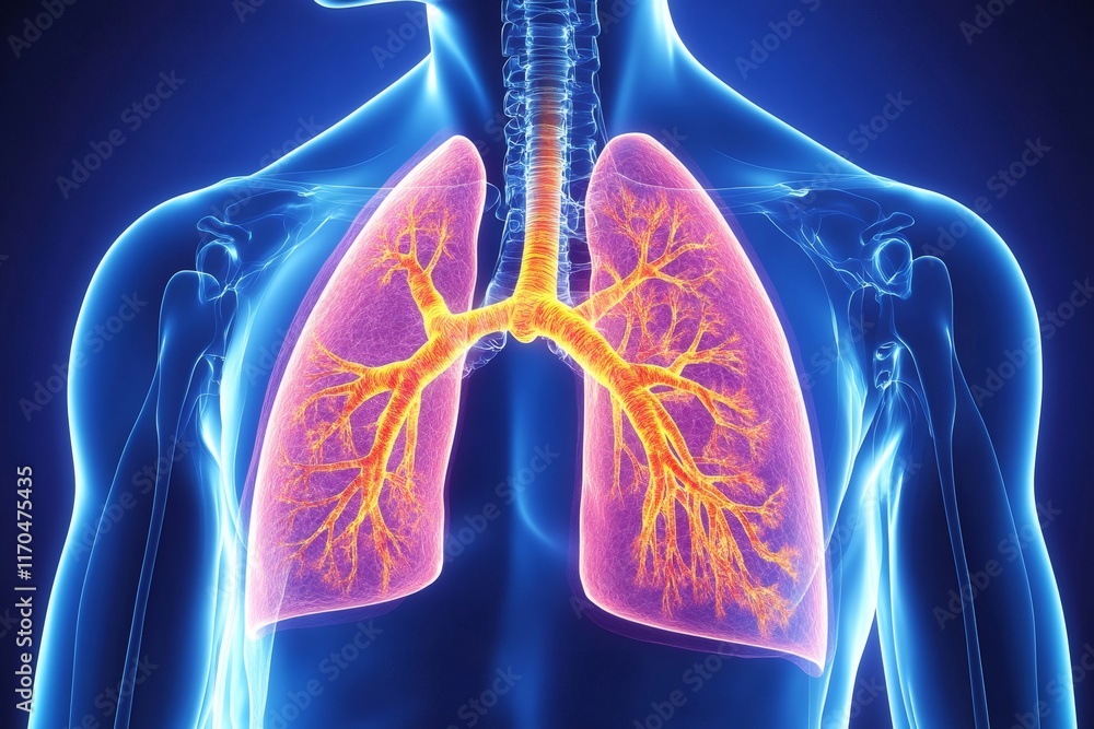 Human respiratory system showing bronchial tree and lungs anatomy Stock ...