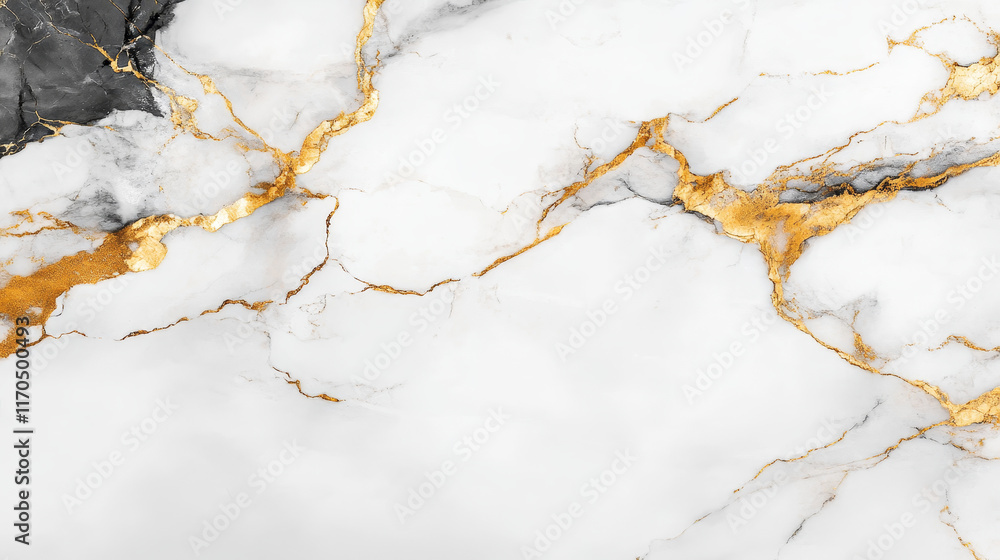 Kintsugi golden cracks, marble texture. Vector black and white vertical ...