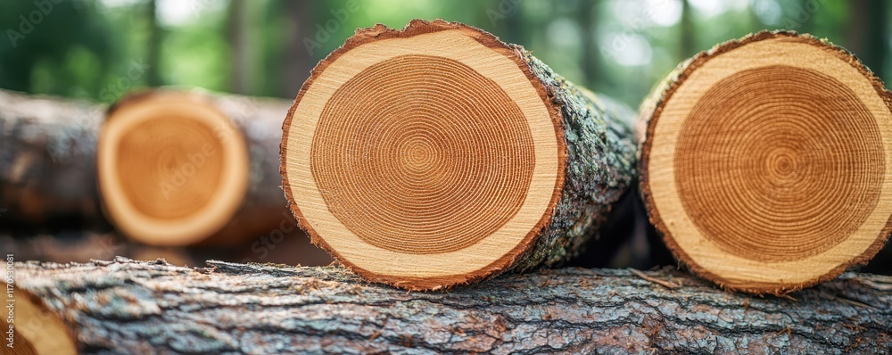 ESG environment waste awareness Concept. Close-up of freshly cut tree ...