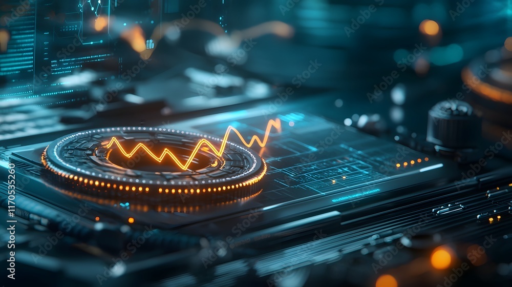 Futuristic quantum computing interface visualizing dynamic 3D ...