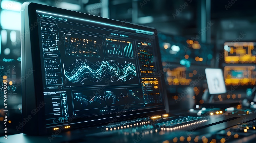 Ilustración de Stock Futuristic visual display of Fourier series ...
