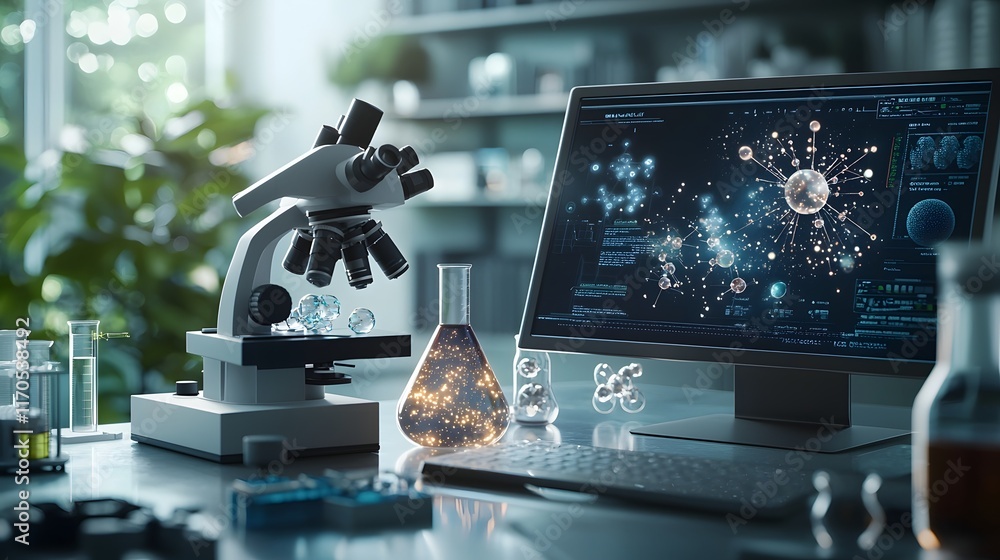 Futuristic laboratory setup showcasing quantum algorithms simulating ...