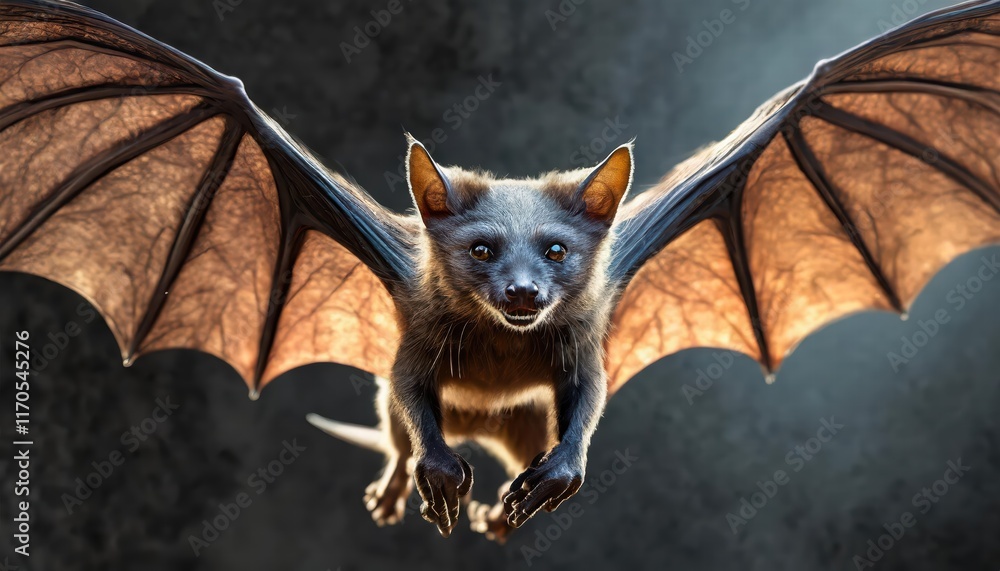 Stunning Bat in Flight Captured Mid Wing Flap Against a Crisp Isolated ...