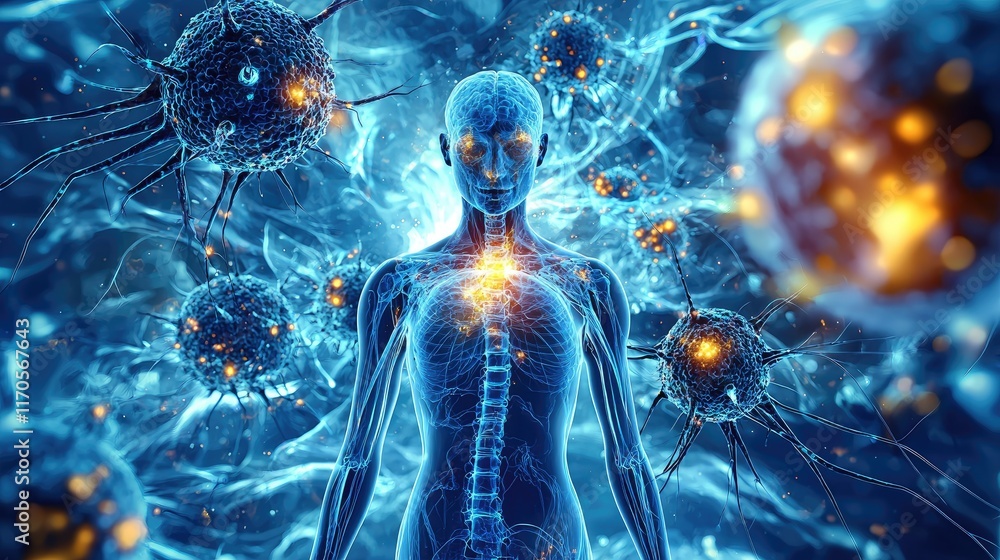 An artistic representation of the total female human body, frontal view ...