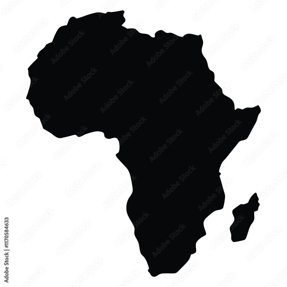Africa continent silhouette map vector illustration. Stock Vector ...